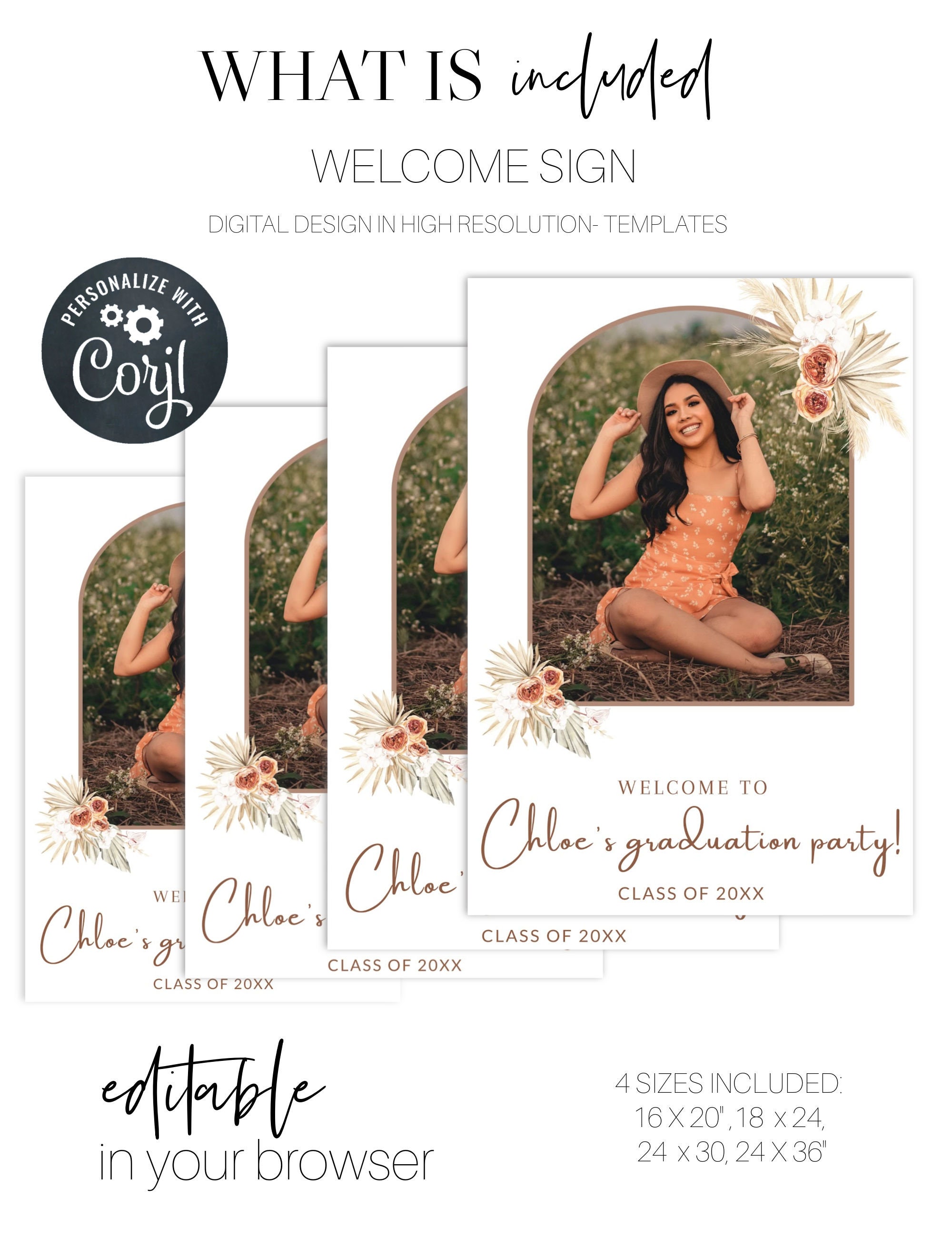 Boho Graduation Party Welcome Sign Template, Boho Graduation Party ...