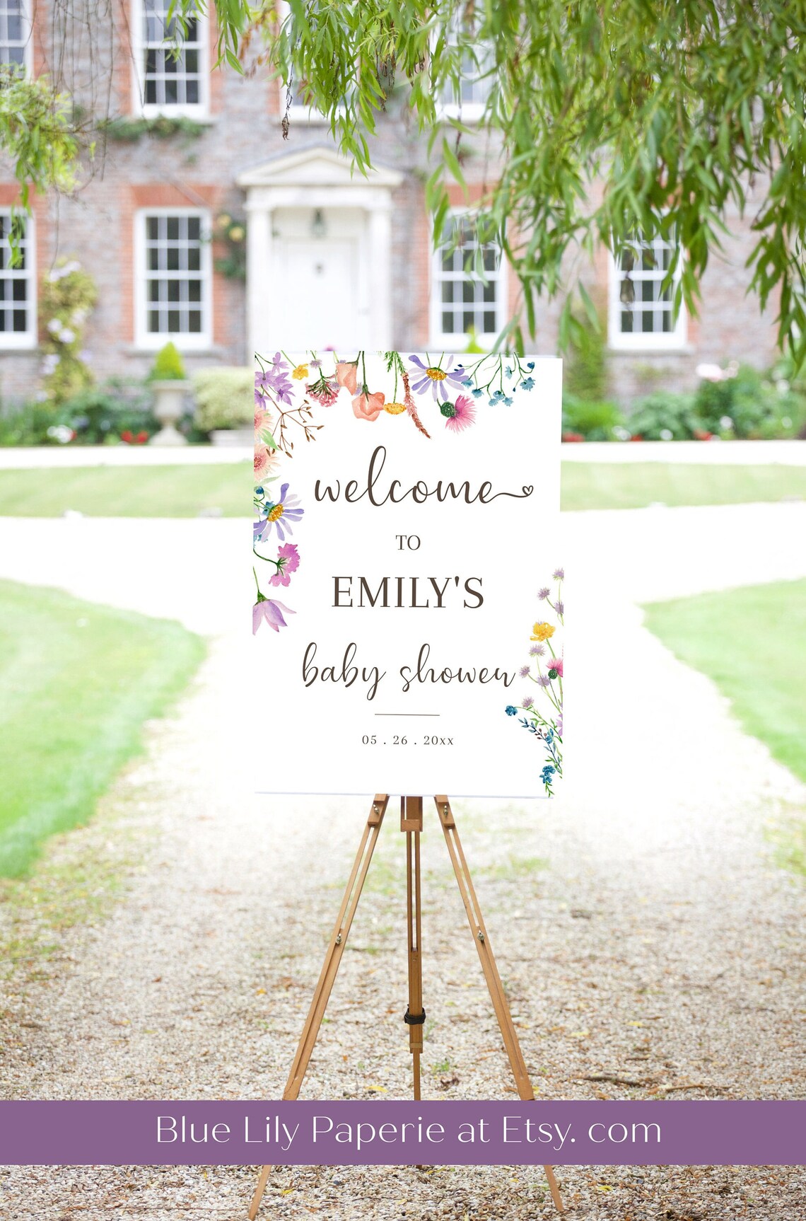 Wildflower Baby Shower Welcome Sign Template, Printable Shower Welcome ...