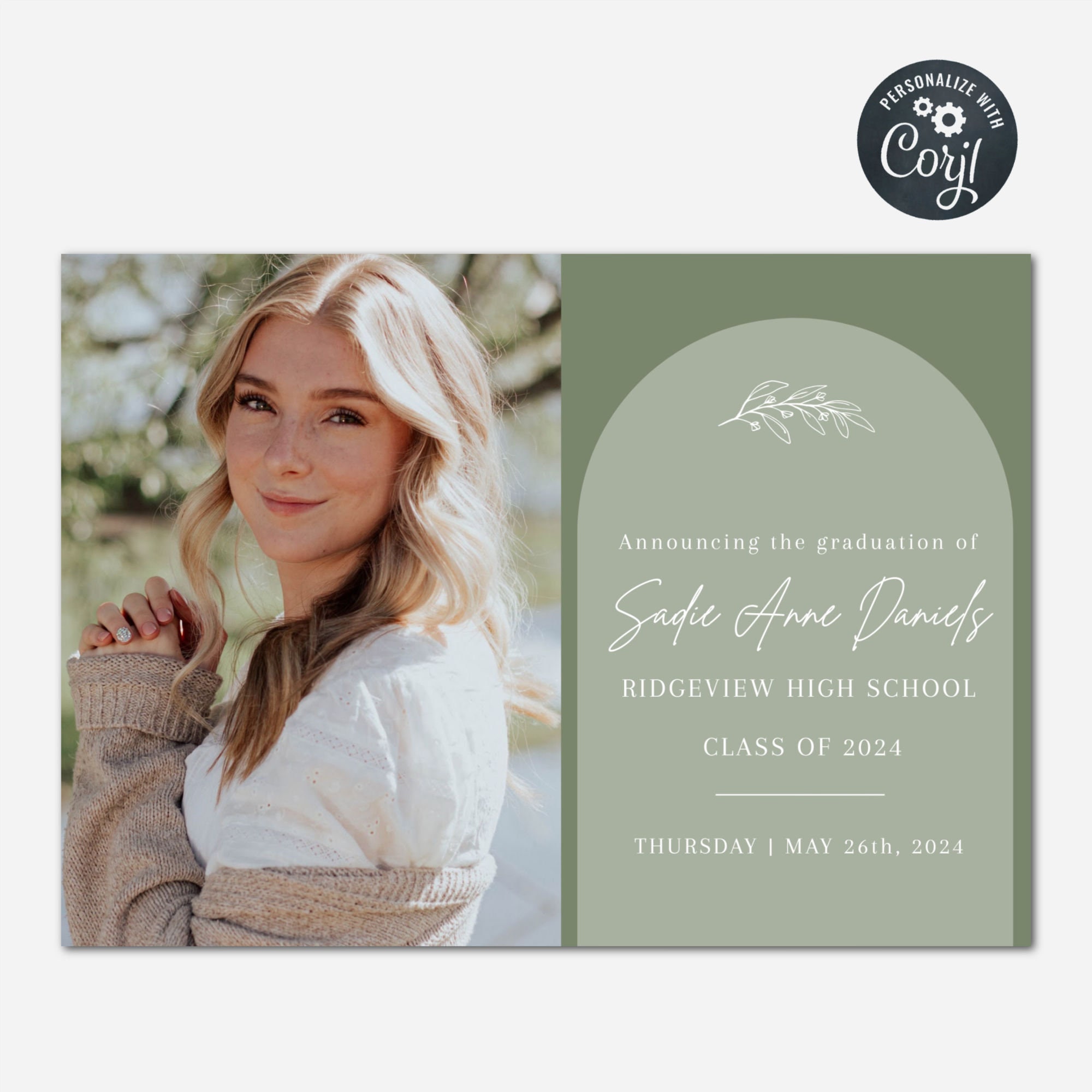 Graduation Announcement Template, Boho Graduation Announcement, High ...