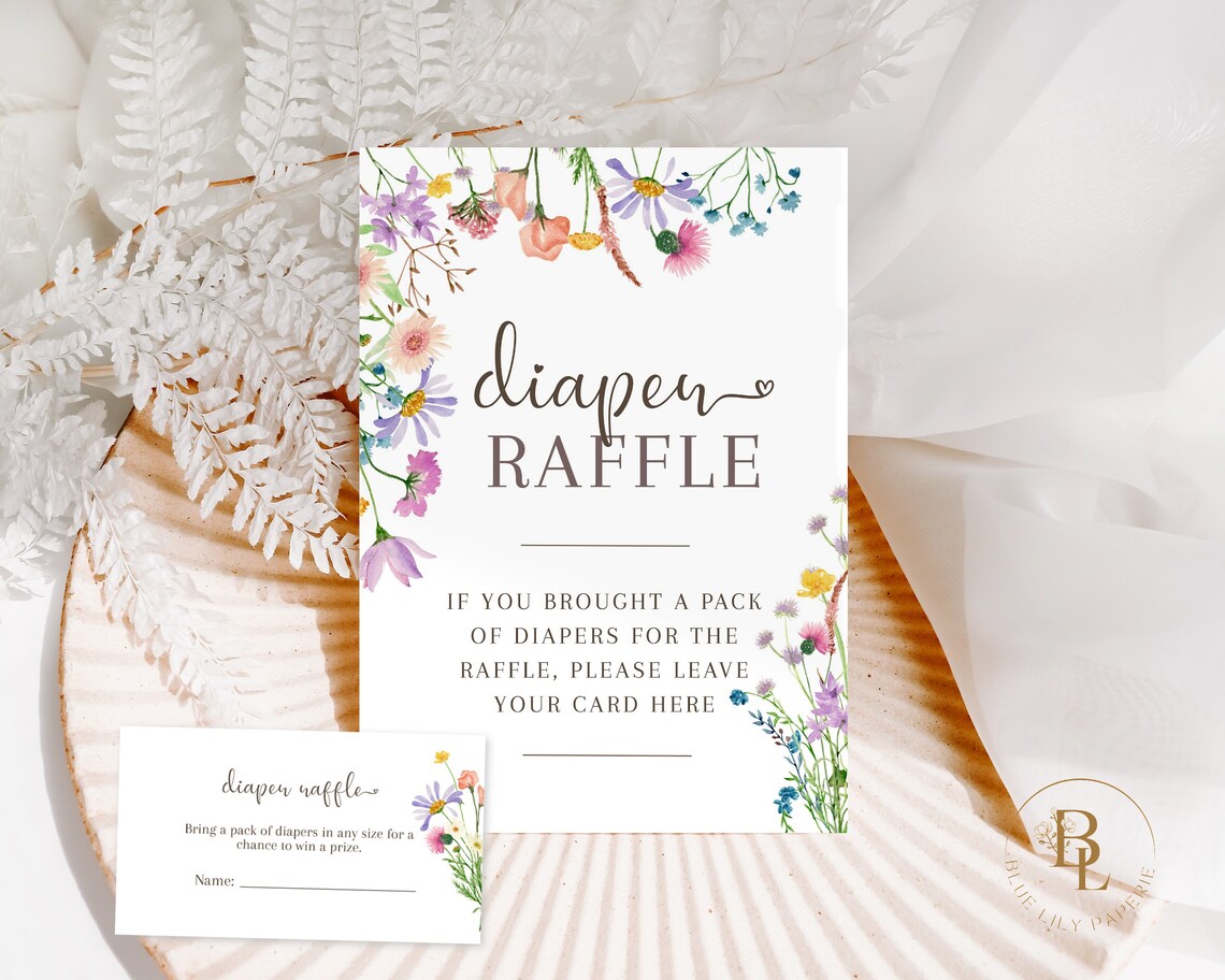 Wildflower Baby Shower Game Diaper Raffle Editable Baby - Etsy