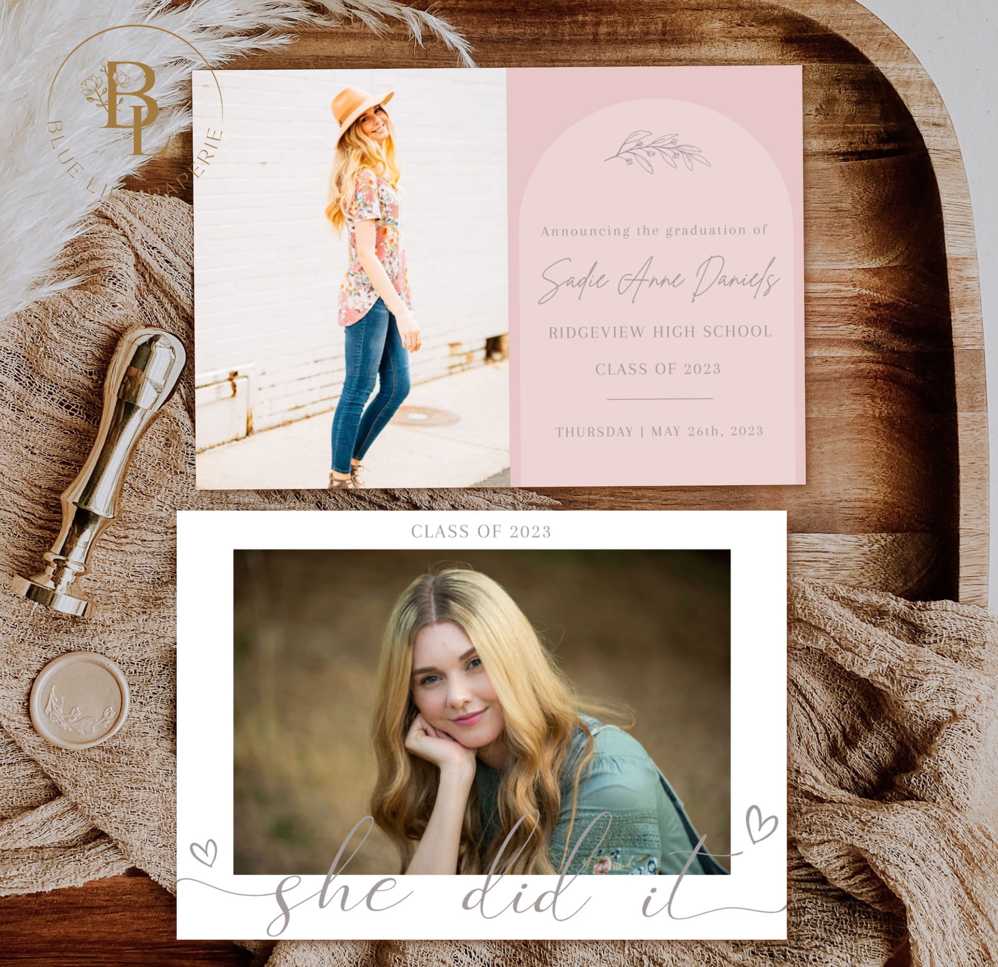 Graduation Announcement Template, Boho Graduation Announcement, High ...