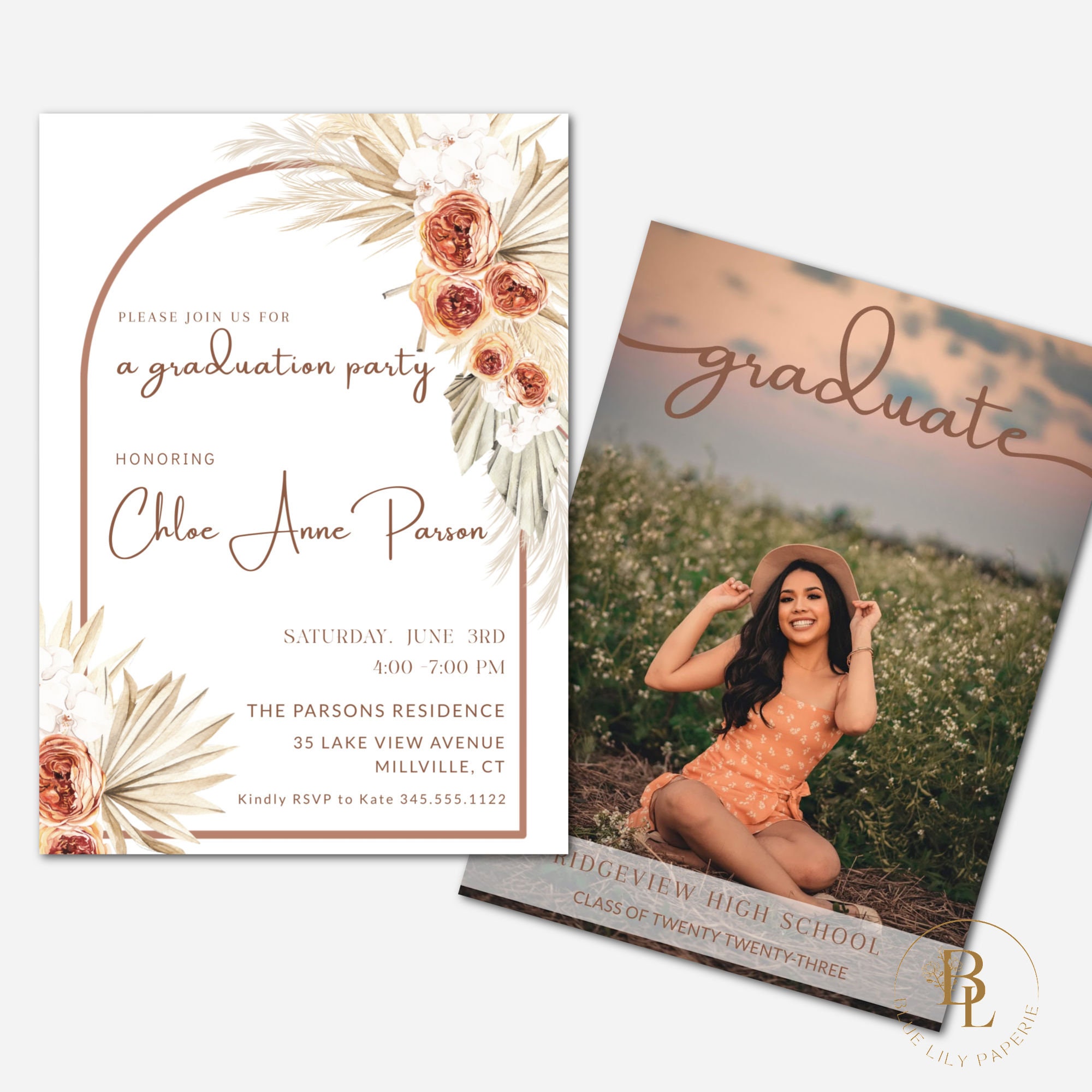 Boho Graduation Party Invitation Template, Boho Graduation Party ...