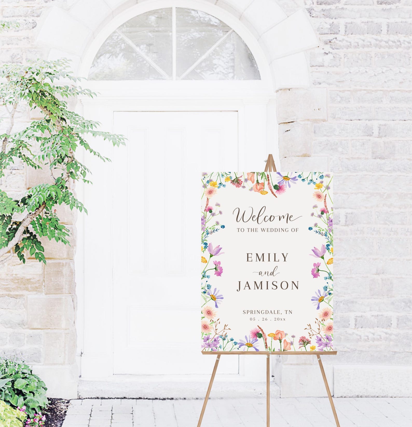 Spring Wildflower Wedding Welcome Sign Template, Pastel Floral Welcome ...