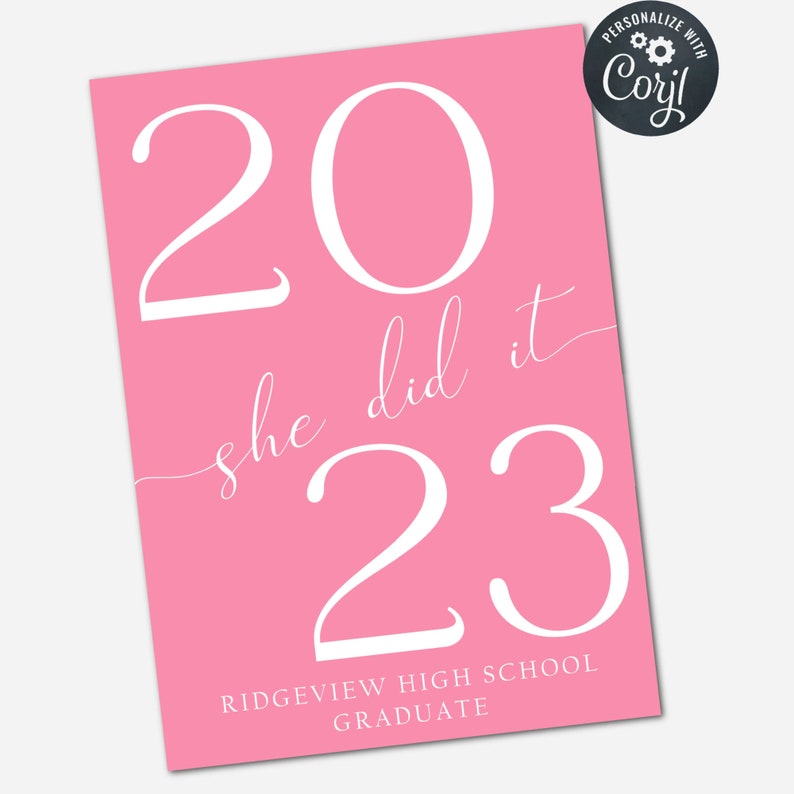 Hot Pink Graduation Party Invitation, Minimal Graduation Announcement ...