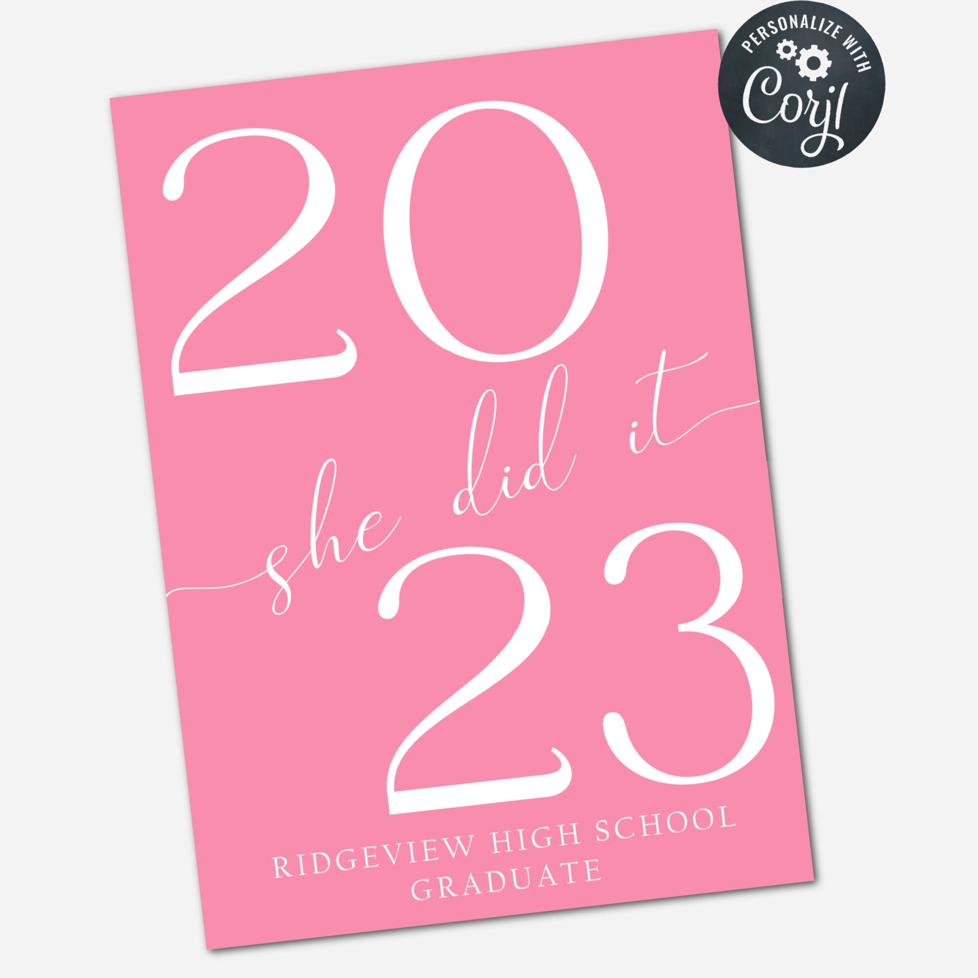 Hot Pink Graduation Party Invitation, Minimal Graduation Announcement ...