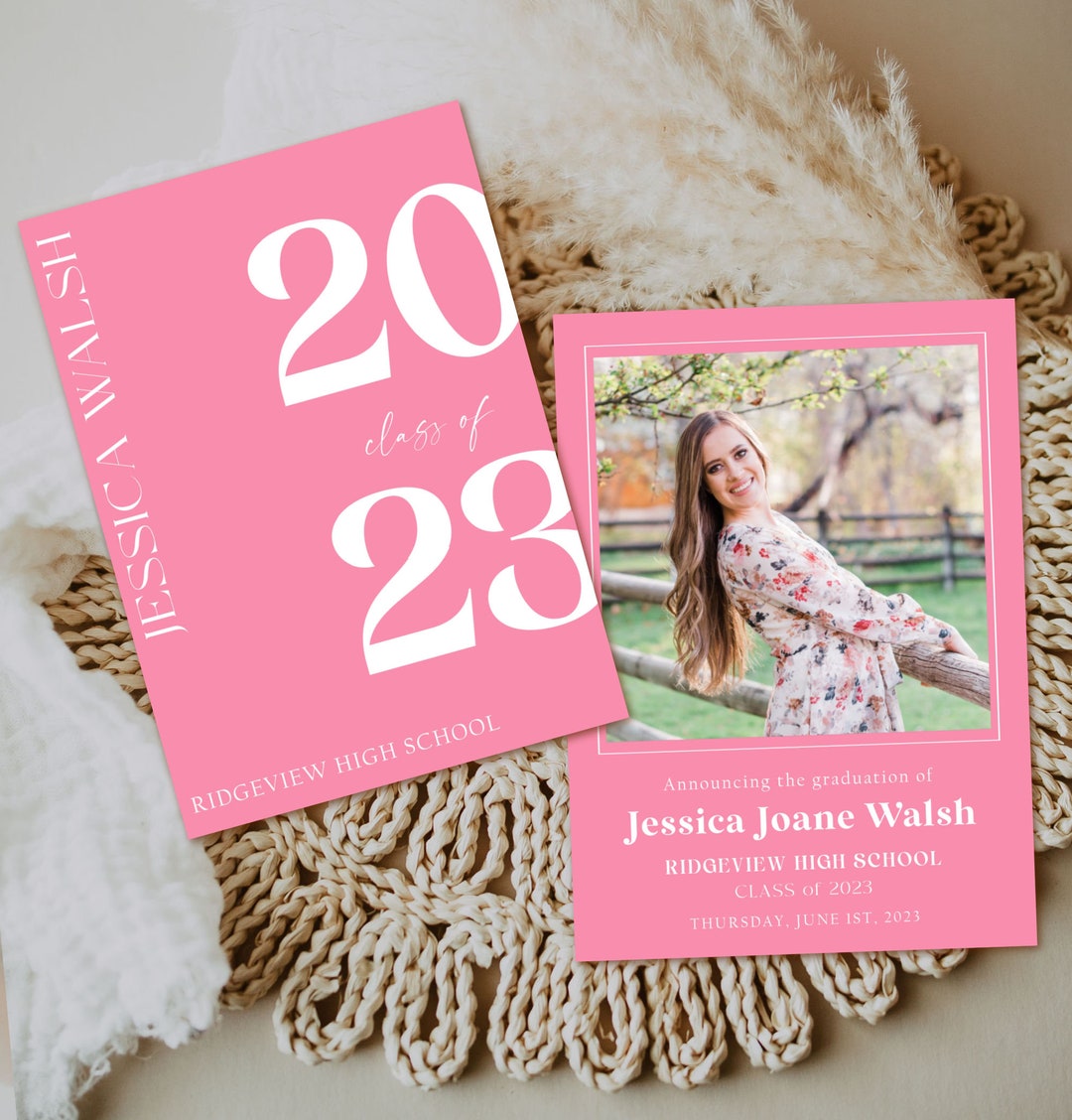 Hot Pink Graduation Announcement Template, Minimal Graduation ...