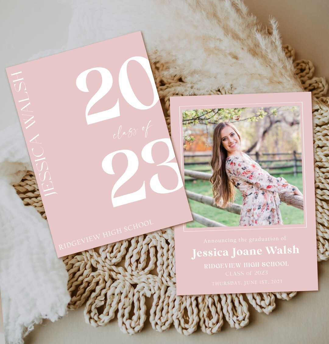Blush Pink Graduation Announcement Template, Minimal Graduation ...
