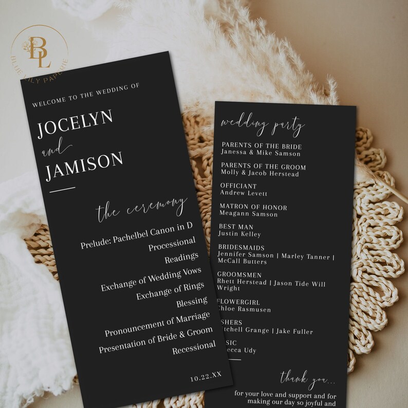 Minimal Wedding Program, Modern Wedding Program Template, Wedding ...