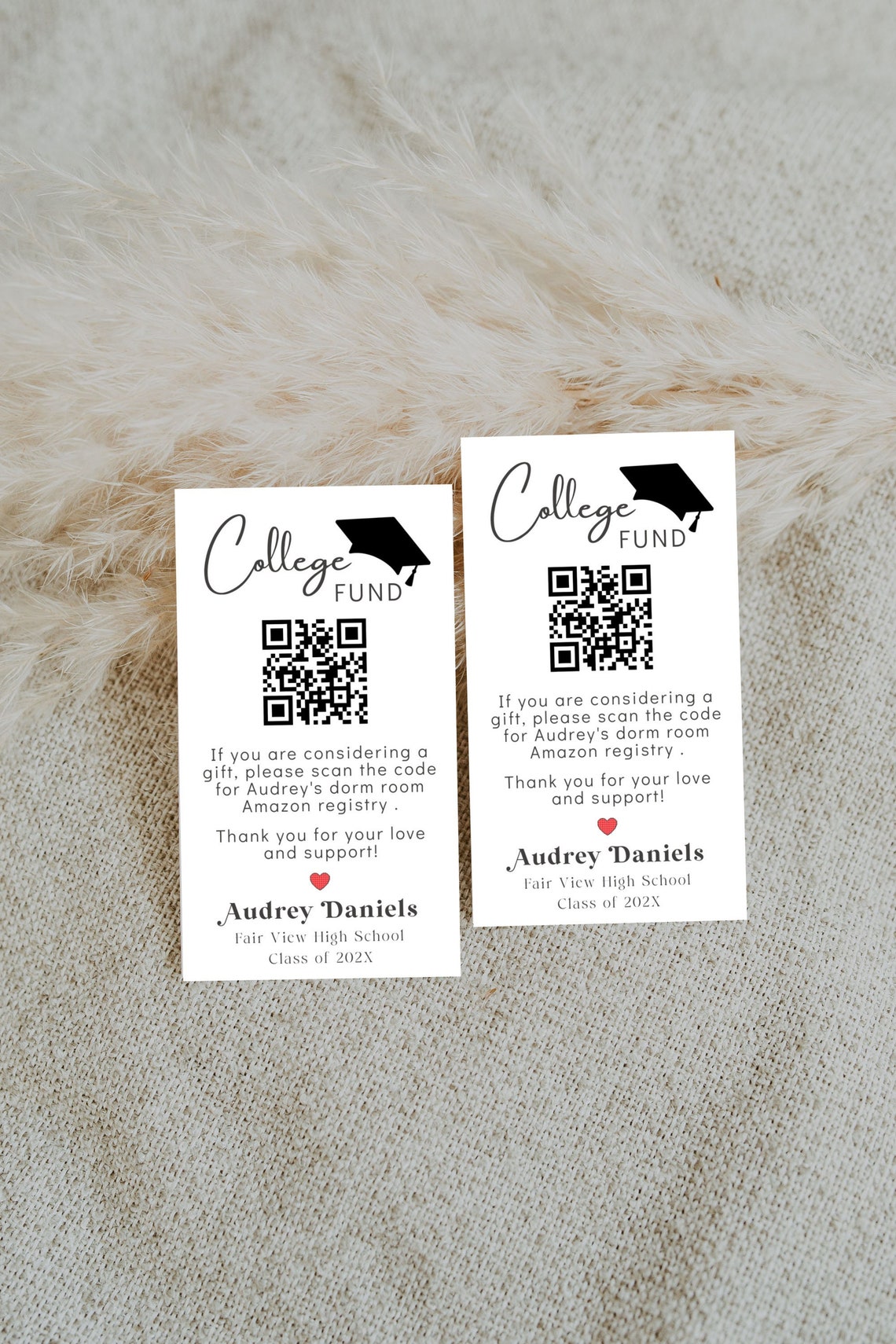 College Fund QR Code Insert Card, Graduation QR Code Card, Printable ...
