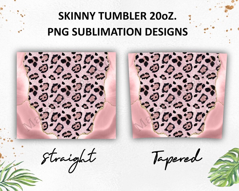 Pink Agate Leopard Print Glitter Tumbler Design 20oz Skinny - Etsy