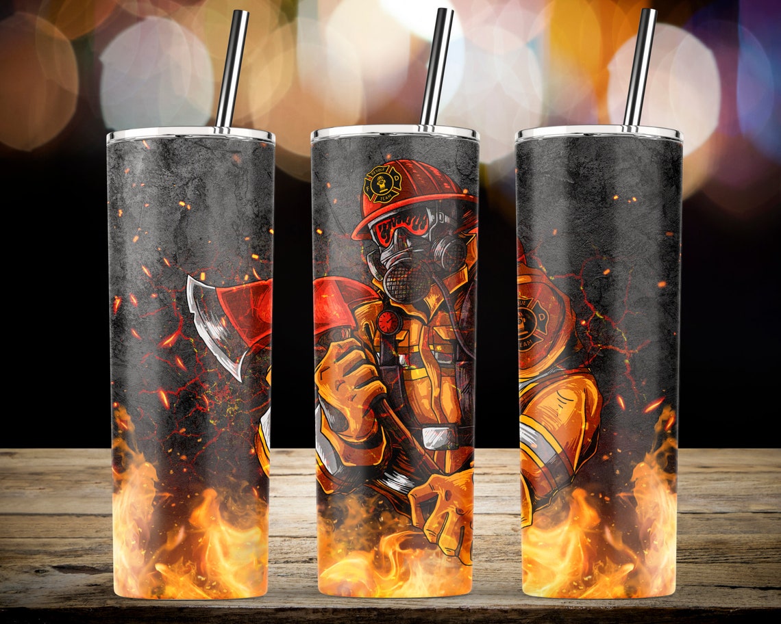 Firefighter Fire EMS Rescue Sublimation Design 20oz Skinny | Etsy