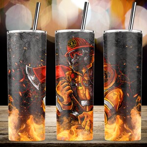 Firefighter Fire EMS Rescue Sublimation Design 20oz Skinny | Etsy