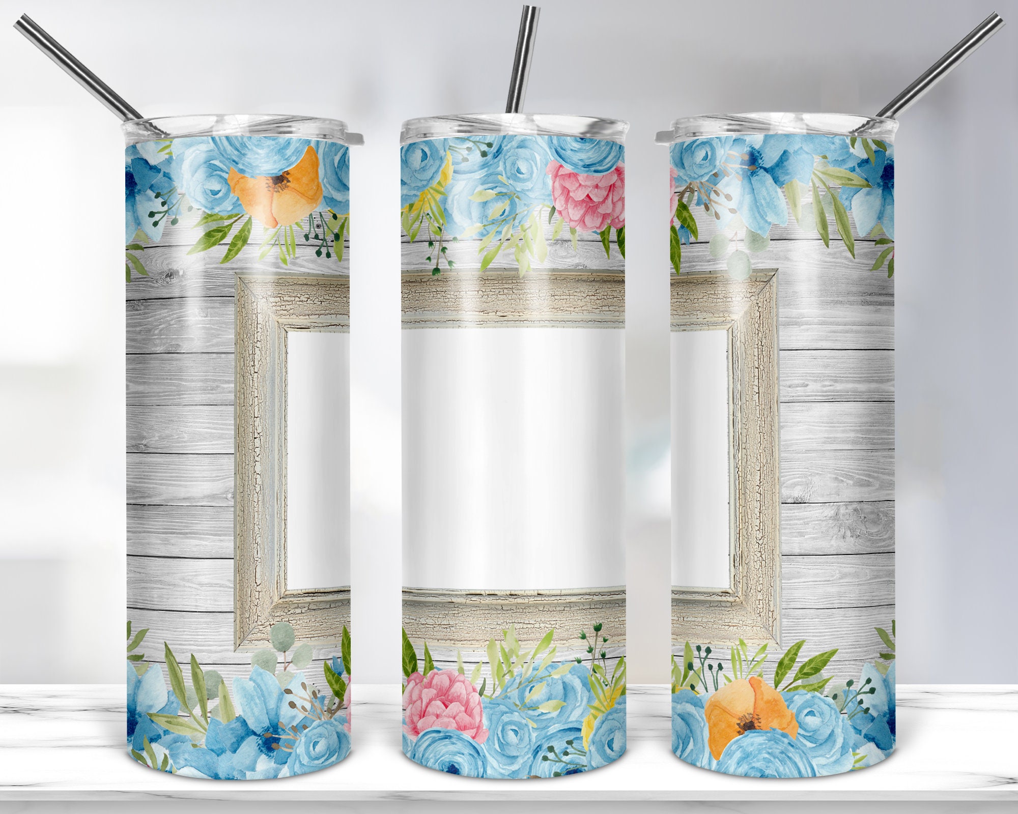 Picture Frame Wood Photo Sublimation Design, 20oz Skinny Tumbler ...