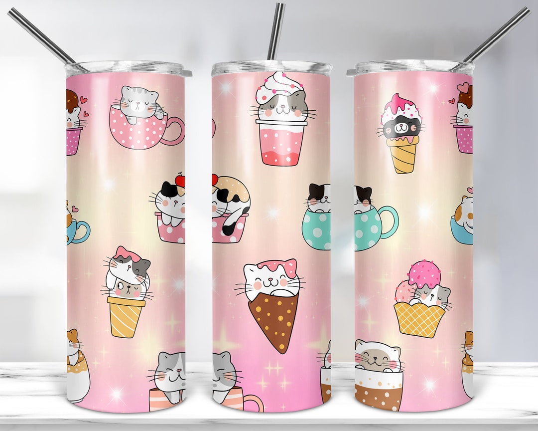 Cute Cats Tumbler Design, 20oz Skinny Tumbler Sublimation Designs for ...