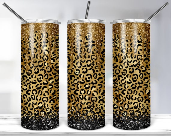 Glitter Leopard Print Tumbler Design 20oz Skinny Tumbler - Etsy