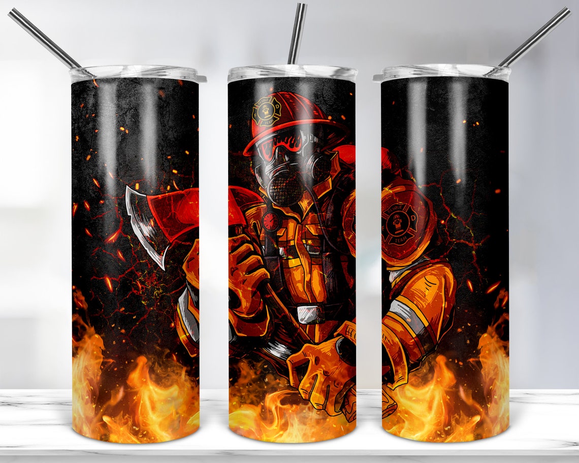 Firefighter Fire EMS Rescue Sublimation Design 20oz Skinny Tumbler ...