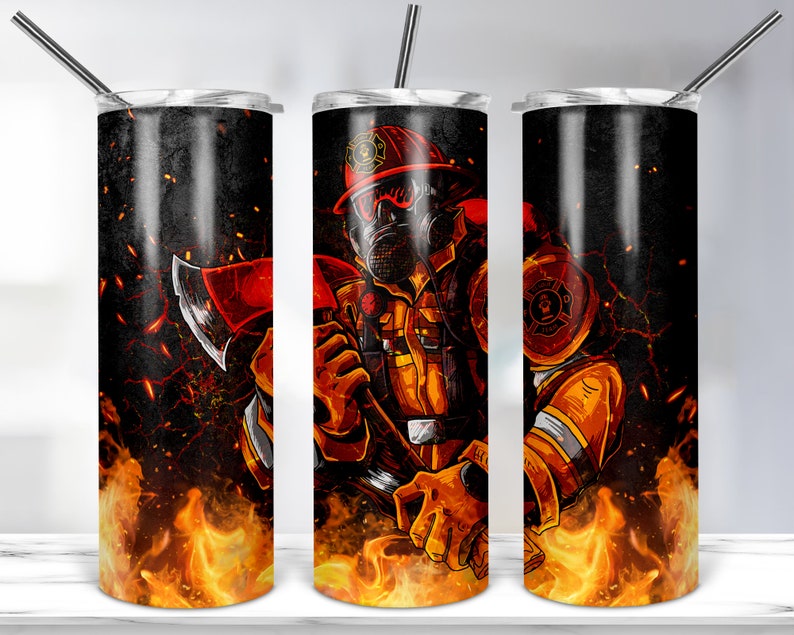 Firefighter Fire EMS Rescue Sublimation Design 20oz Skinny Tumbler ...