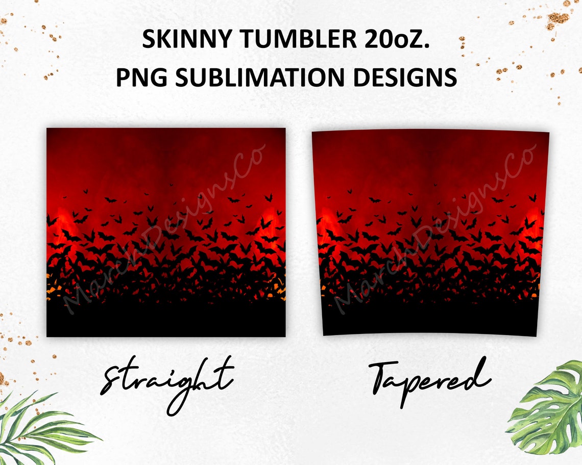 Bats Halloween Tumbler Sublimation Design 20oz Skinny Tumbler | Etsy
