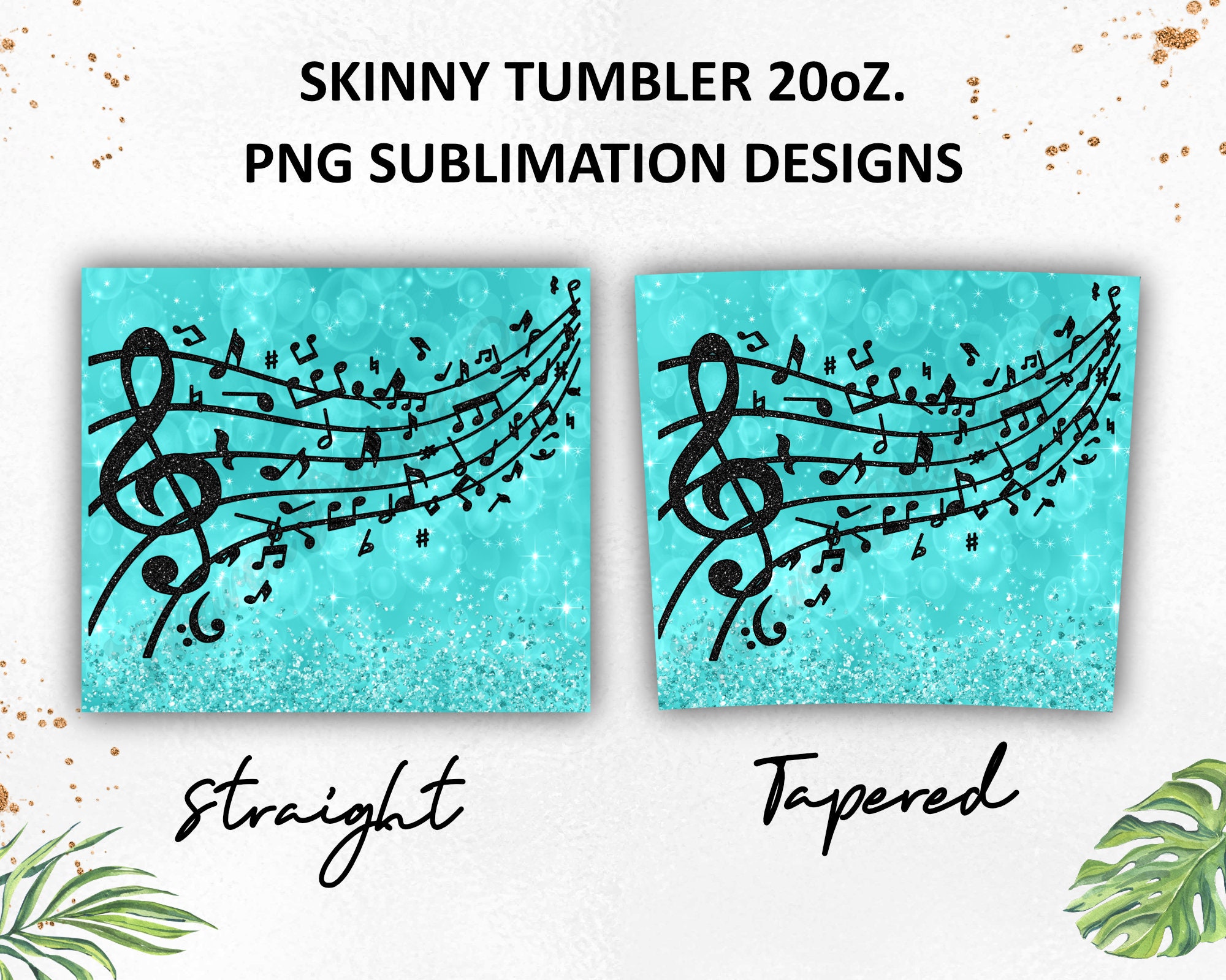 Music Tumbler Sublimation Design 20oz Skinny Tumbler Template - Etsy