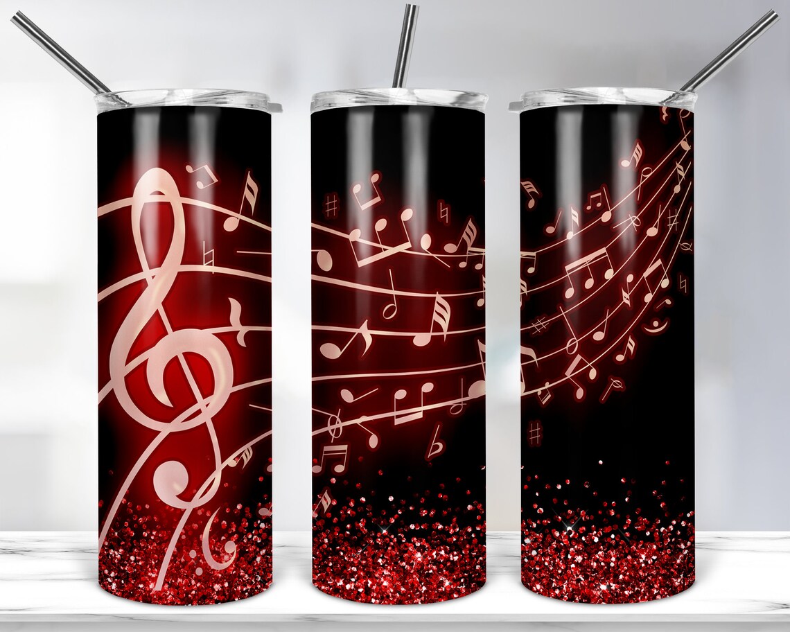 Music Notes Tumbler Sublimation Design 20 Oz Skinny Treble - Etsy