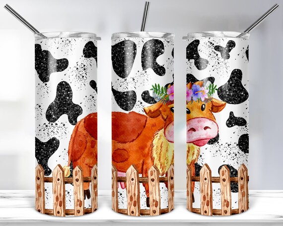 Cow Print Cute Cow Tumbler Designs 20oz Skinny Tumbler - Etsy