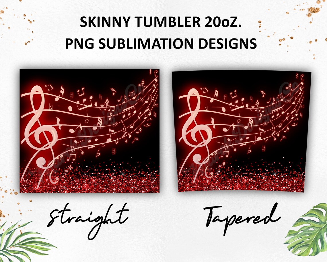 Music Notes Tumbler Sublimation Design, 20 Oz Skinny Treble Music Wrap ...