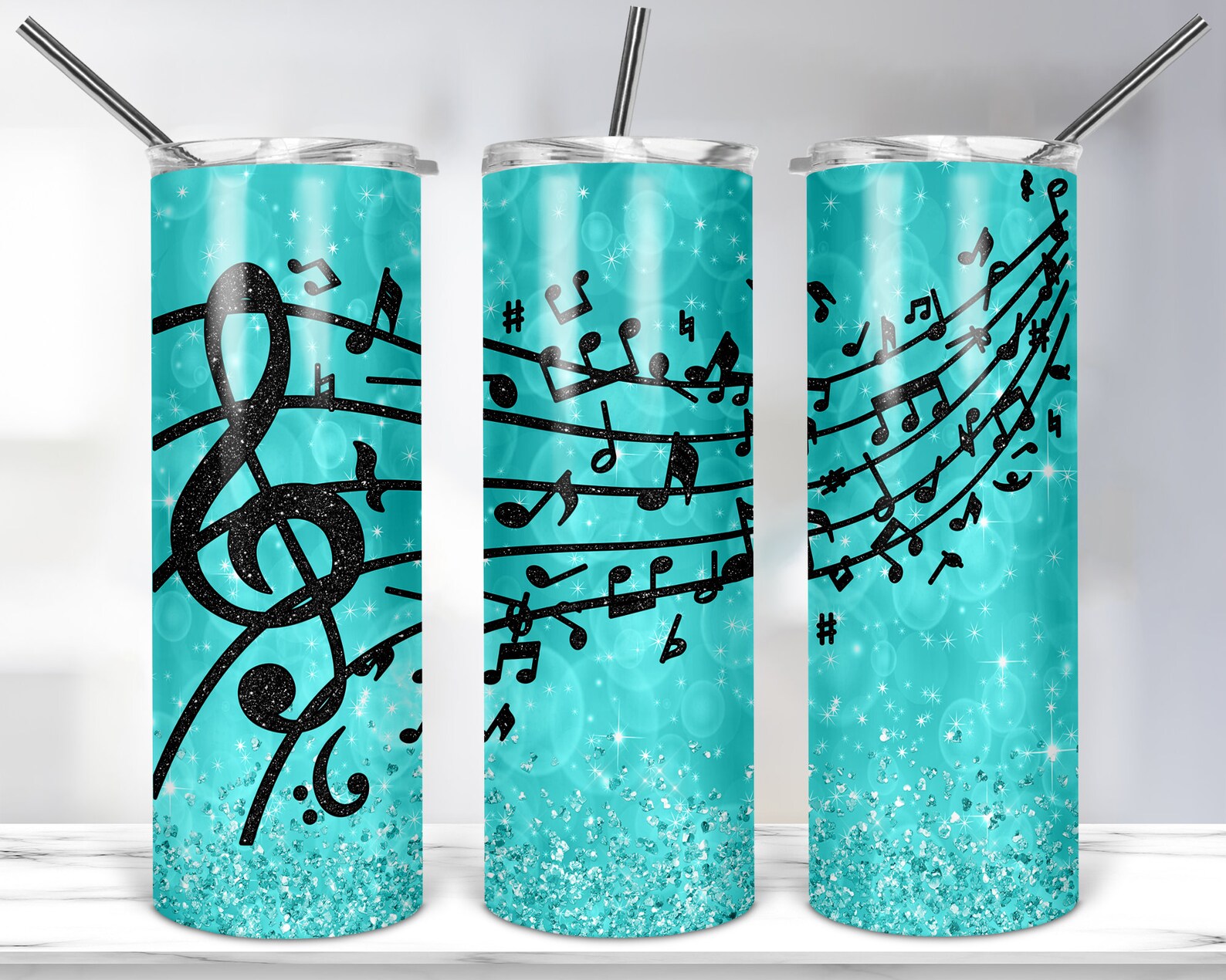 Music Tumbler Sublimation Design, 20oz Skinny Tumbler Template for ...
