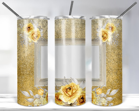 Single Frame Floral Wood Photo Sublimation Design 20 Oz Skinny - Etsy