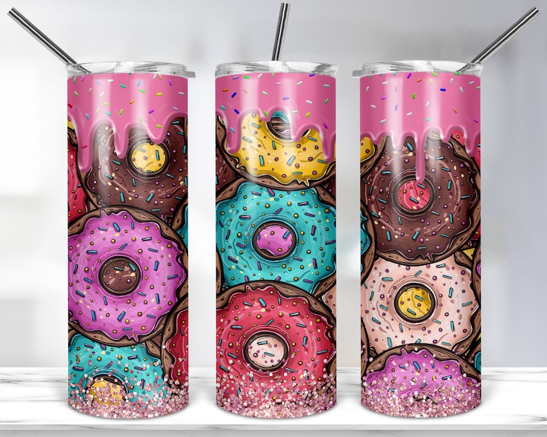 Donut Drip Tumbler Sublimation Design 20oz Skinny Tumbler - Etsy