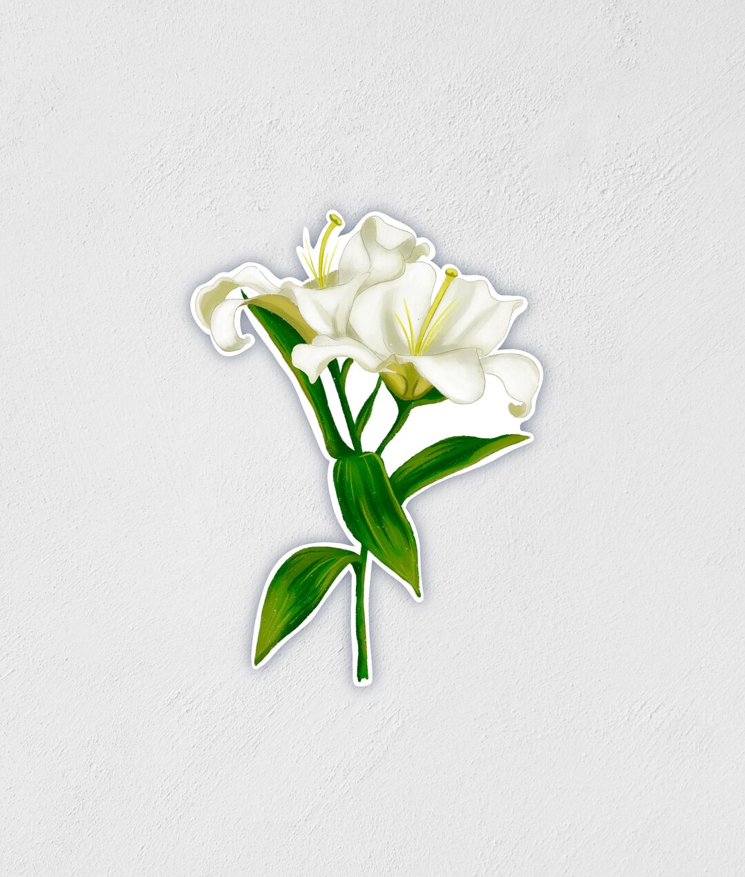 White Lillies Sticker | Botanical | Waterproof | Laptop | Water Bottle ...