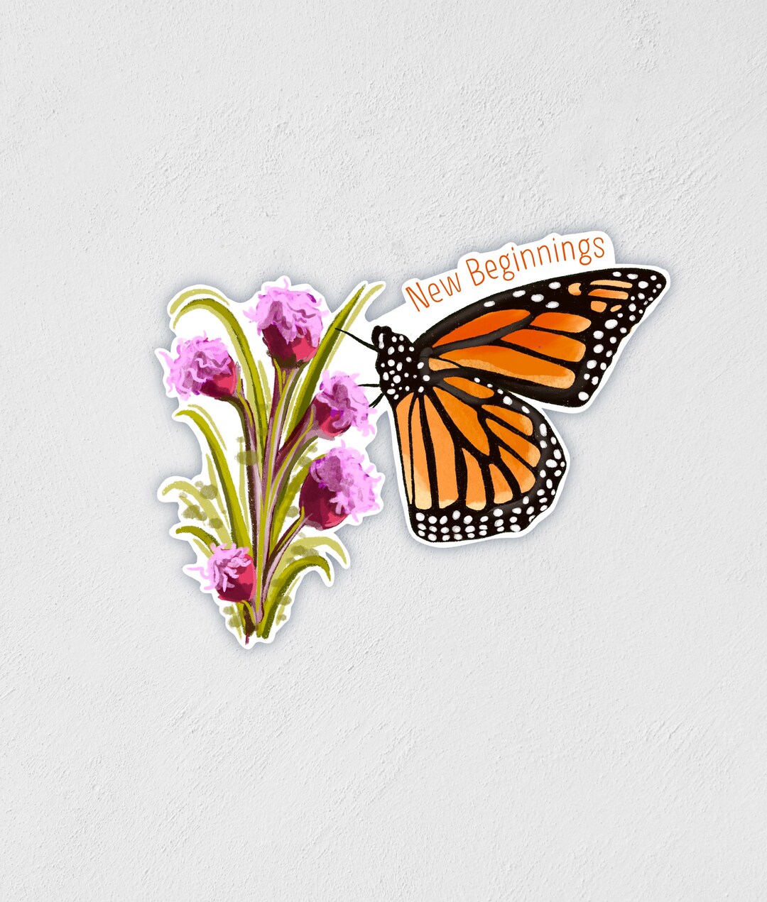 Monarch new Beginnings on Wildflower Sticker Nature Decal Hand ...