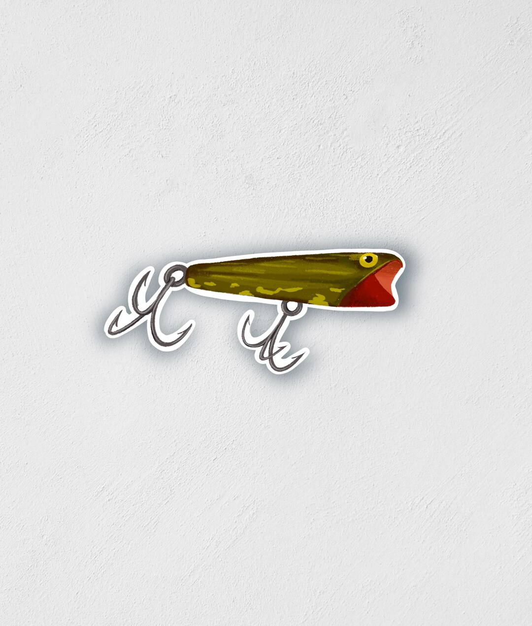 Vintage Green Stripe Fishing Lure Sticker: Waterproof Decal (3" X 1.28 ...