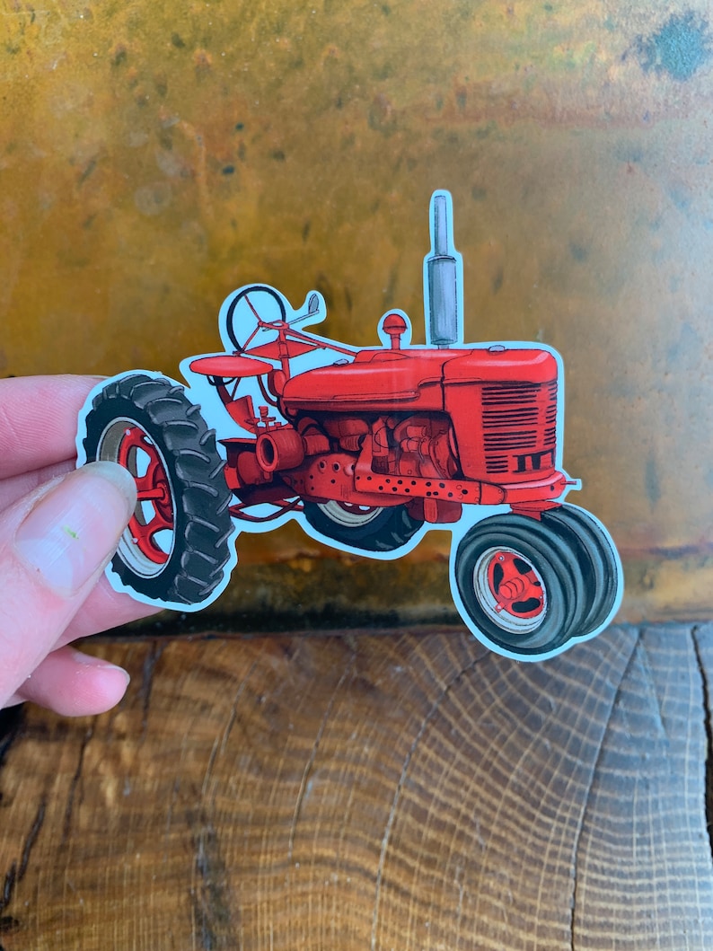Red Tractor Sticker Tractor Decal Farming Sticker Waterproof Decal ...