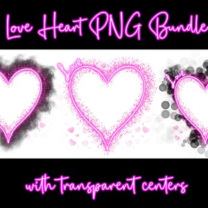 Neon Love Heart Bundle | Digital Valentines PNG | Instant Clipart ...