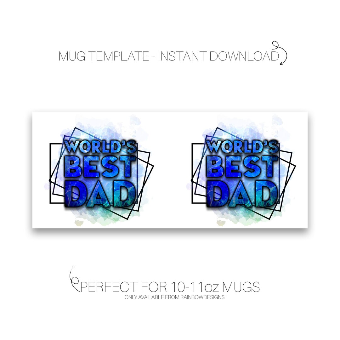 World's Best Dad Mug Template | 10-11oz Wrap | Father's Day Clipart - Etsy
