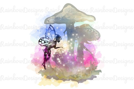 Fairy & Toadstool Watercolour PNG Sublimation Design Pixie | Etsy