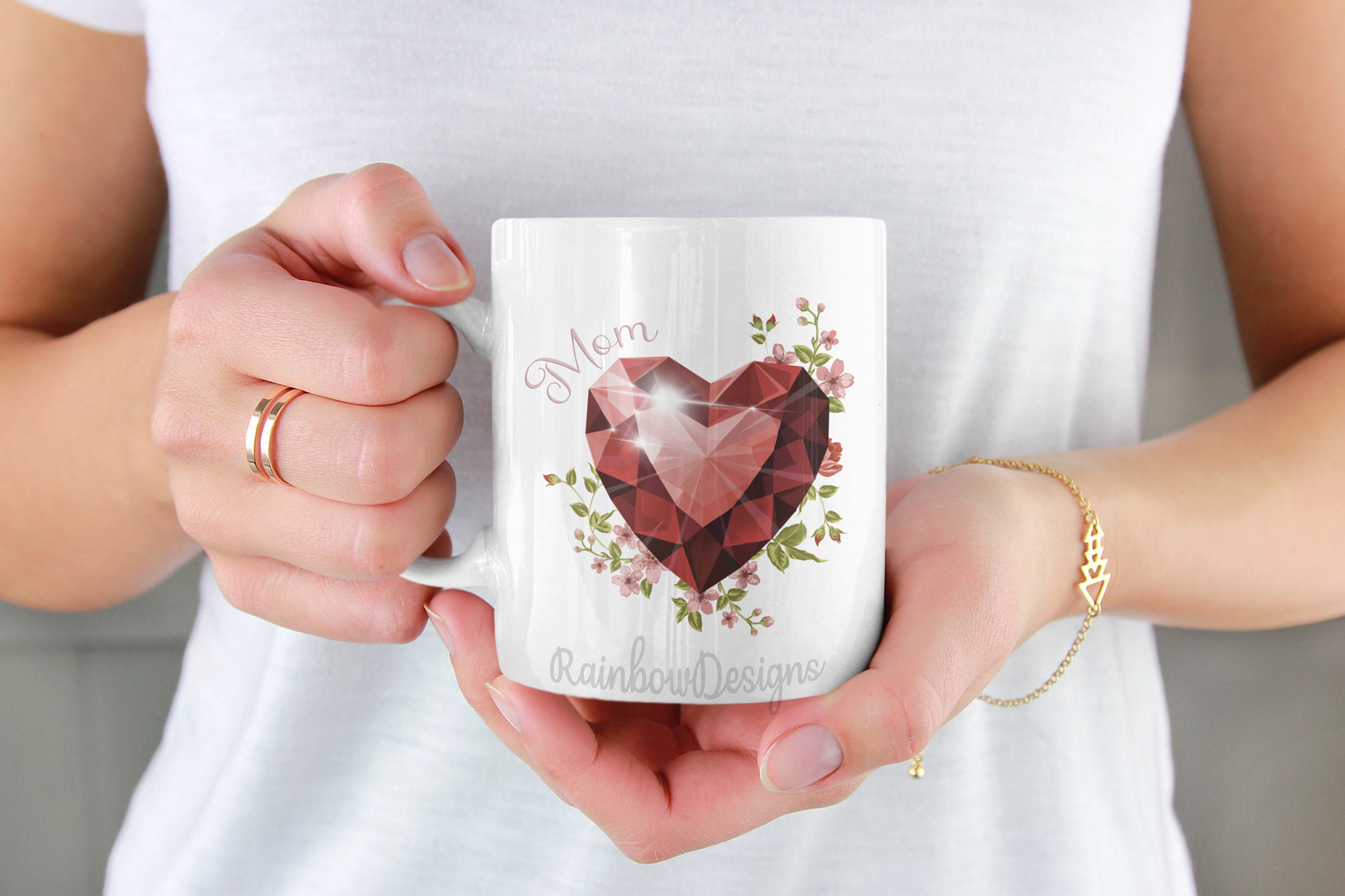 Mom Heart Clipart Mothers Day Clipart Floral Heart Sublimation Png Etsy