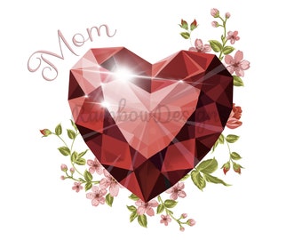Watercolor Floral Heart PNG for Mom, Digital Download, Gift for Mom ...
