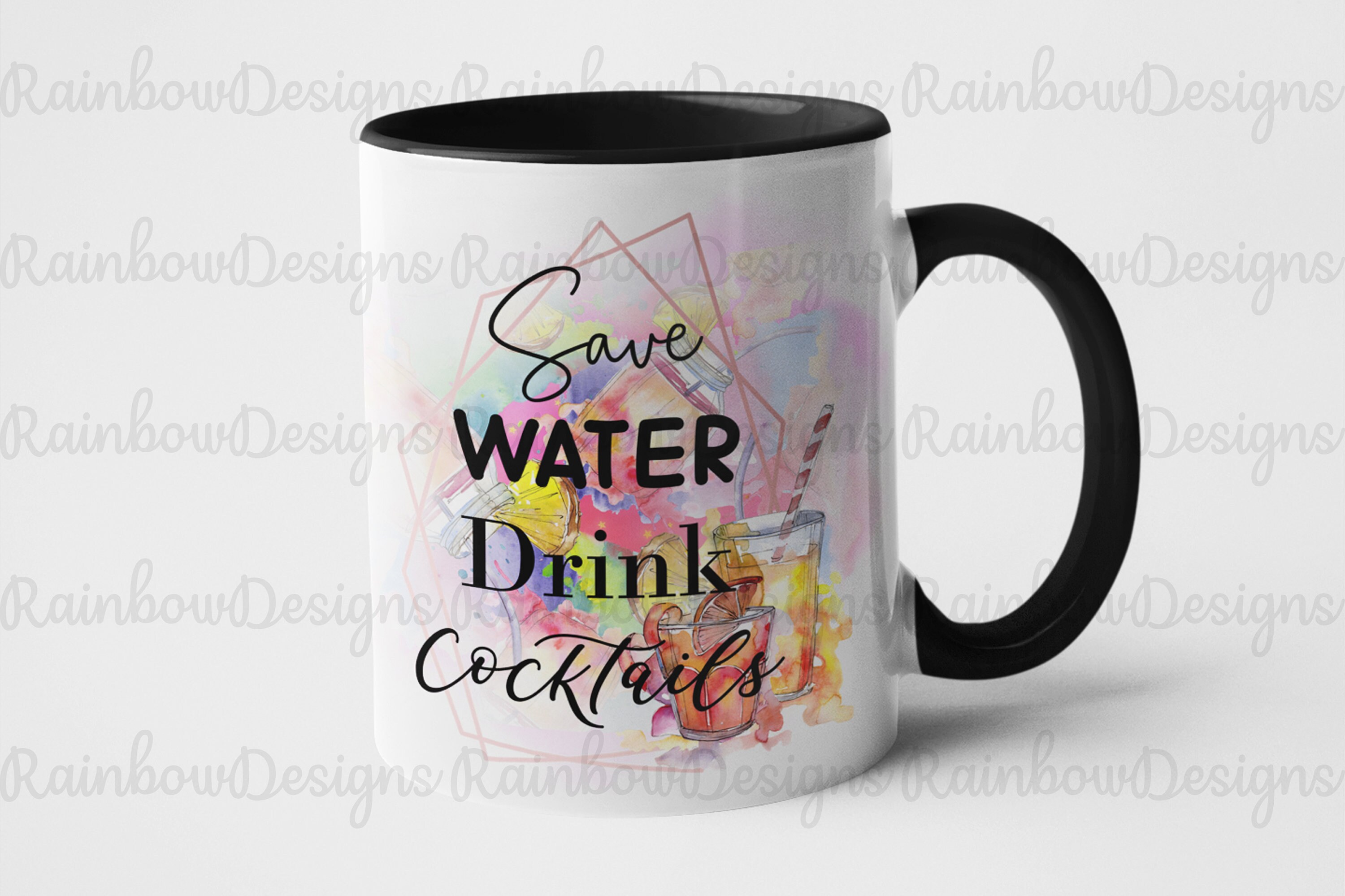 Save Water Drink Cocktails Sublimation PNG Design & Mug Template ...