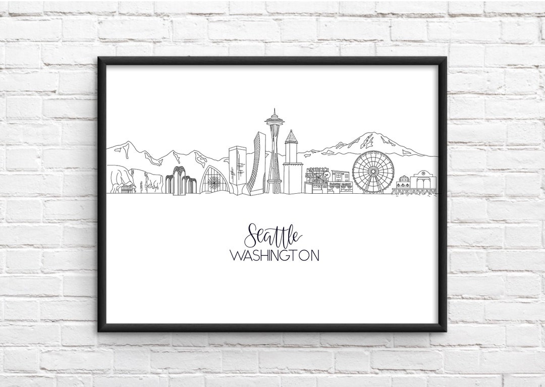 Seattle City Skyline Print - Customizable Cityscape - Minimalist ...