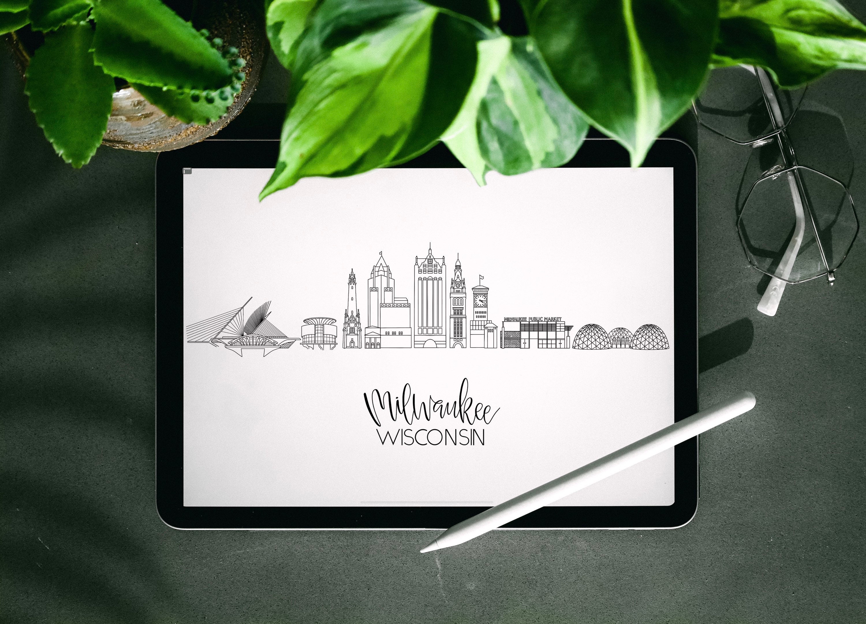Milwaukee Skyline Print Customizable Cityscape Minimalist Milwaukee Art ...