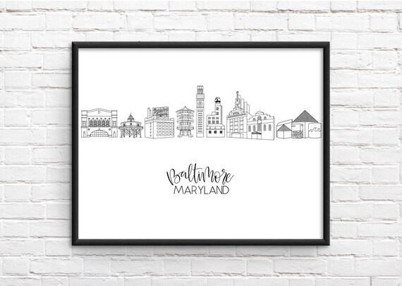 Baltimore City Skyline Print Customizable Cityscape - Etsy