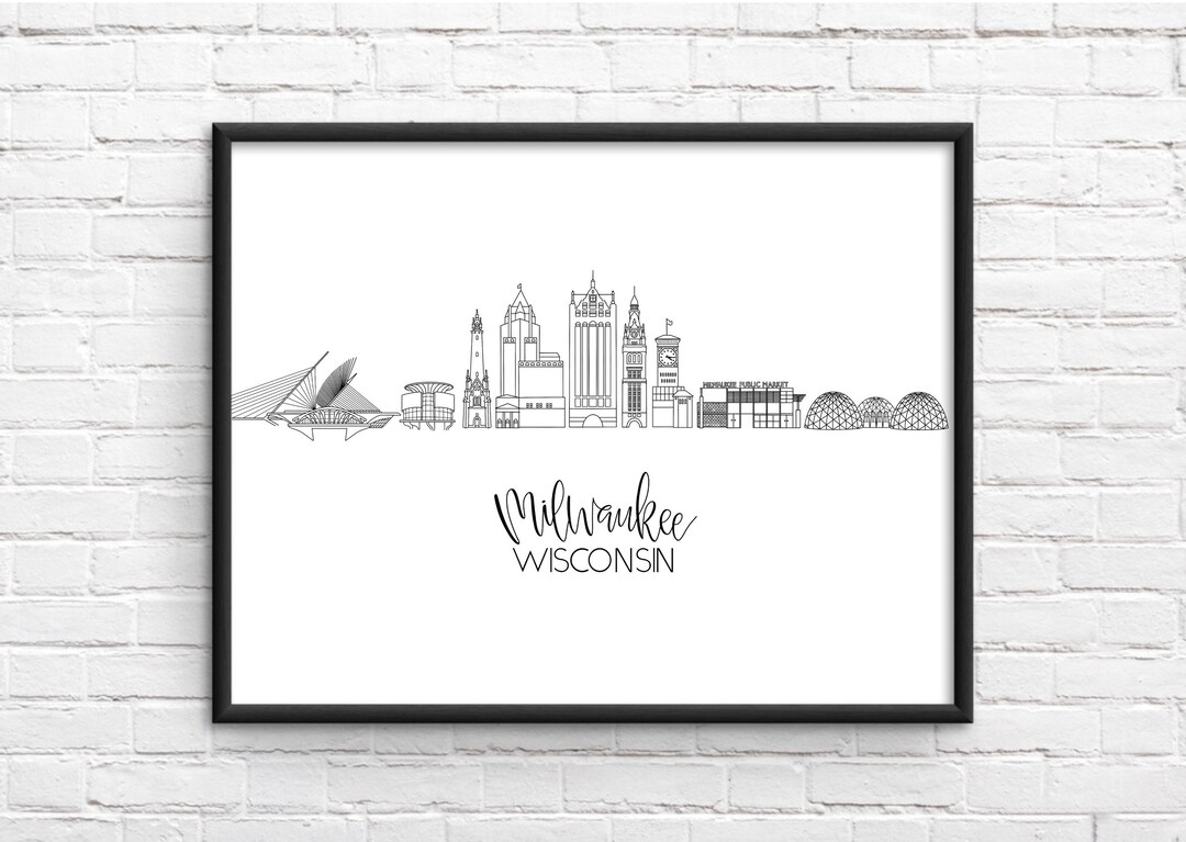 Milwaukee Skyline Print Customizable Cityscape Minimalist Milwaukee Art ...