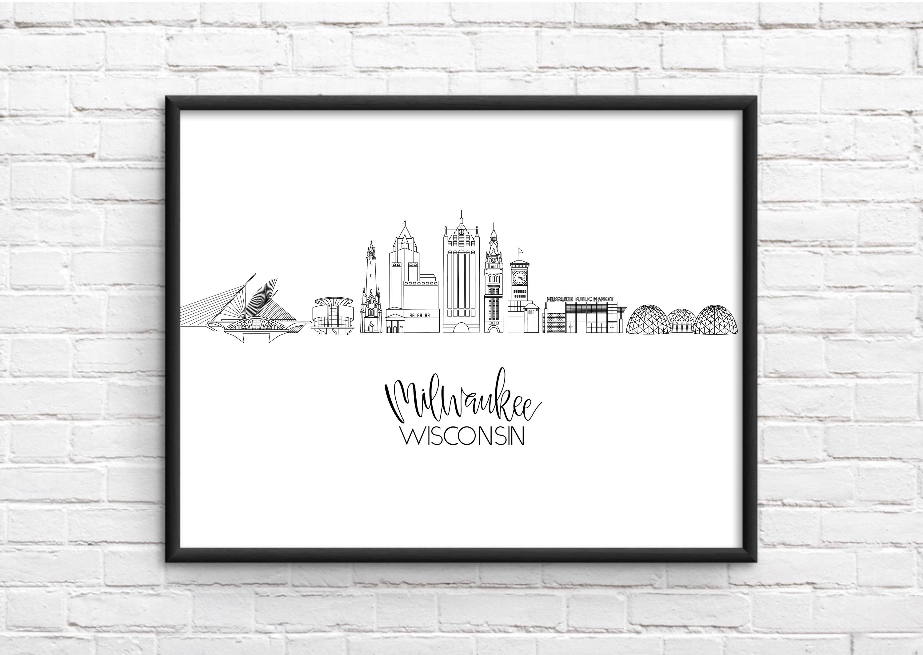 Milwaukee Skyline Print Customizable Cityscape Minimalist Milwaukee Art ...