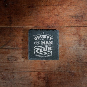 Grumpy Old Man Club Fathers Day Funny Gift Natural Slate Coaster - Etsy