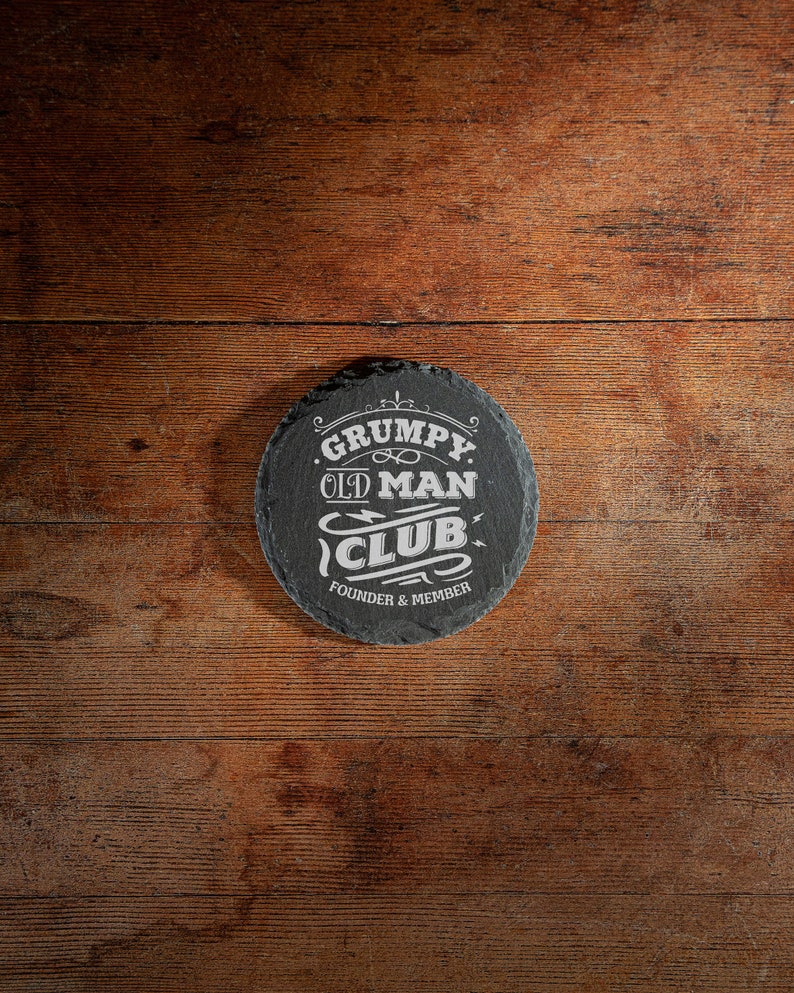 Grumpy Old Man Club Fathers Day Funny Gift Natural Slate Coaster - Etsy