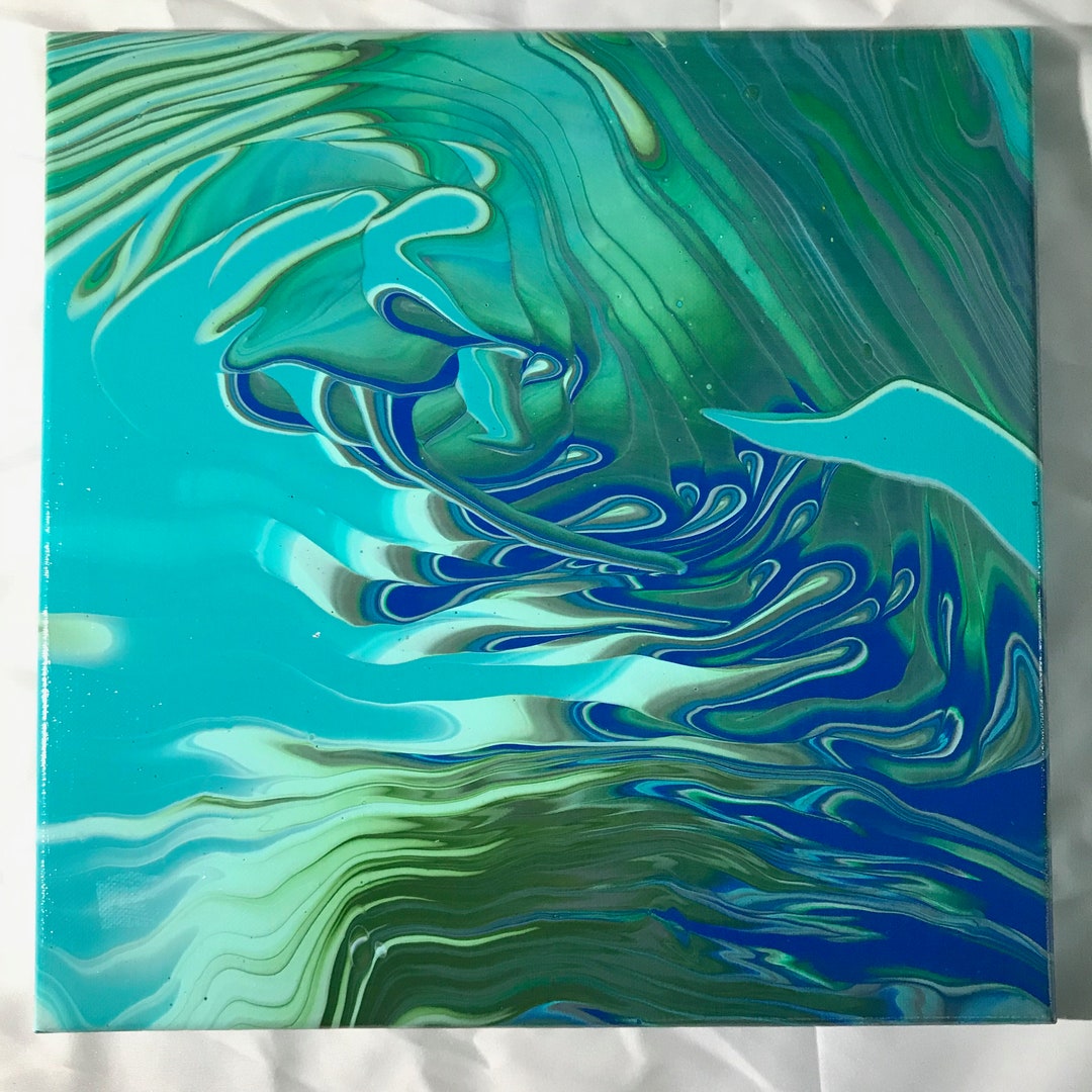 Acrylic Painting | "aqueous" | 12x12 Canvas | Fluid Art - Etsy