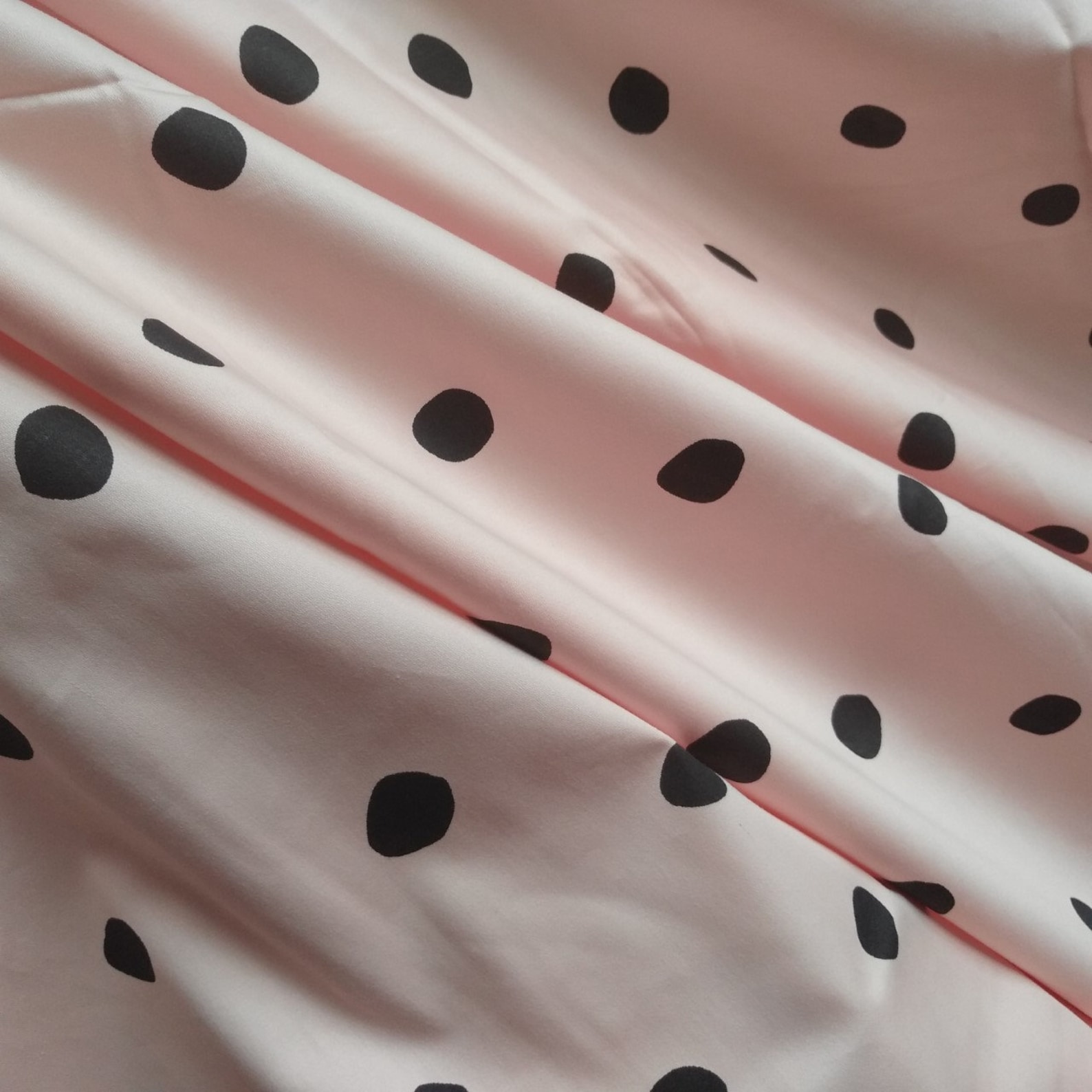 Pink Black Polka Dots 100% Cotton Fabric by the Yard | Etsy