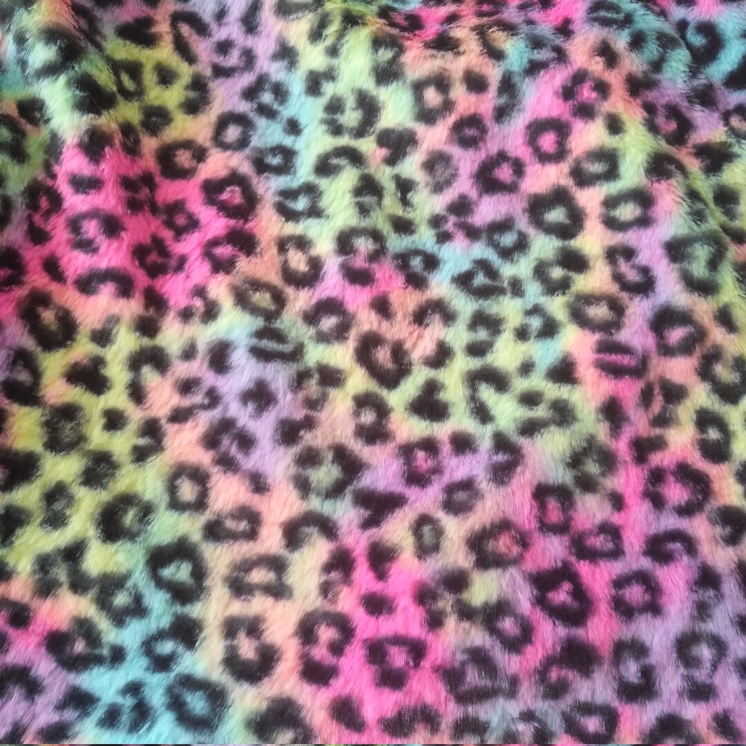 Rainbow Leopard Faux Fur Colorful Leopard Unreal Fur Fabric - Etsy