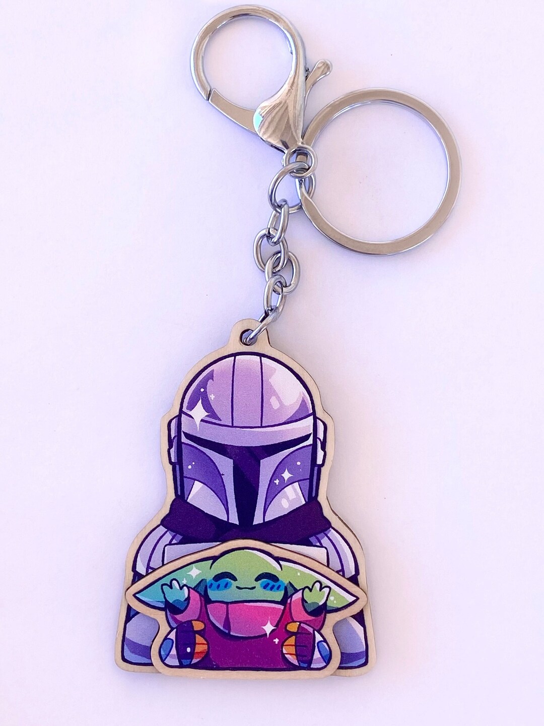 Mando & Grogu Layered Wooden Charm - Etsy
